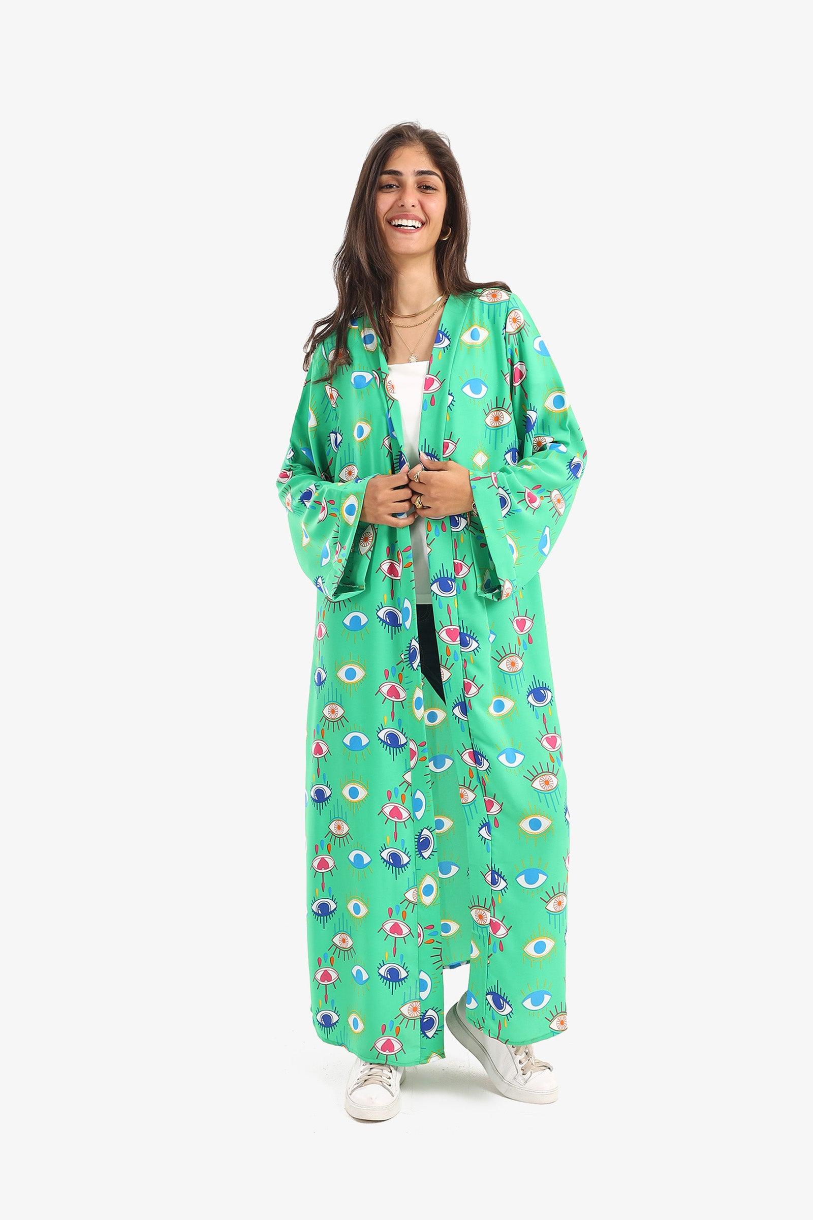 All Over Eye Print Kimono | Clue Wear