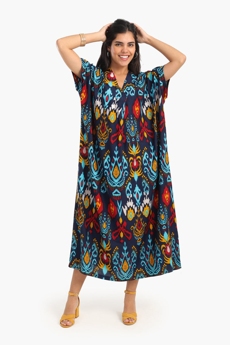 Printed V-Neck Midi Dress | Clue Wear