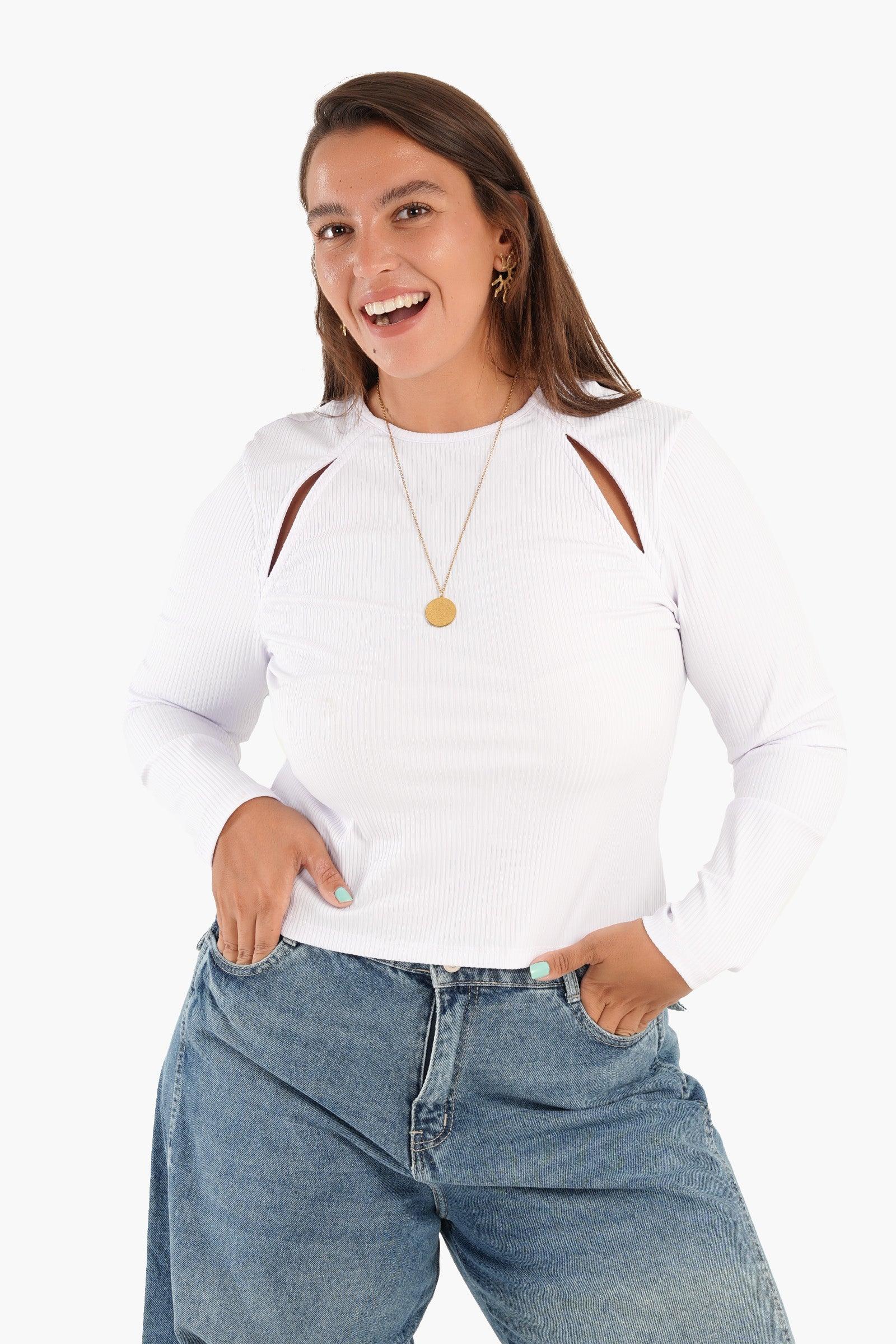 Ribbed Top with Front Cut-Outs | Clue Wear